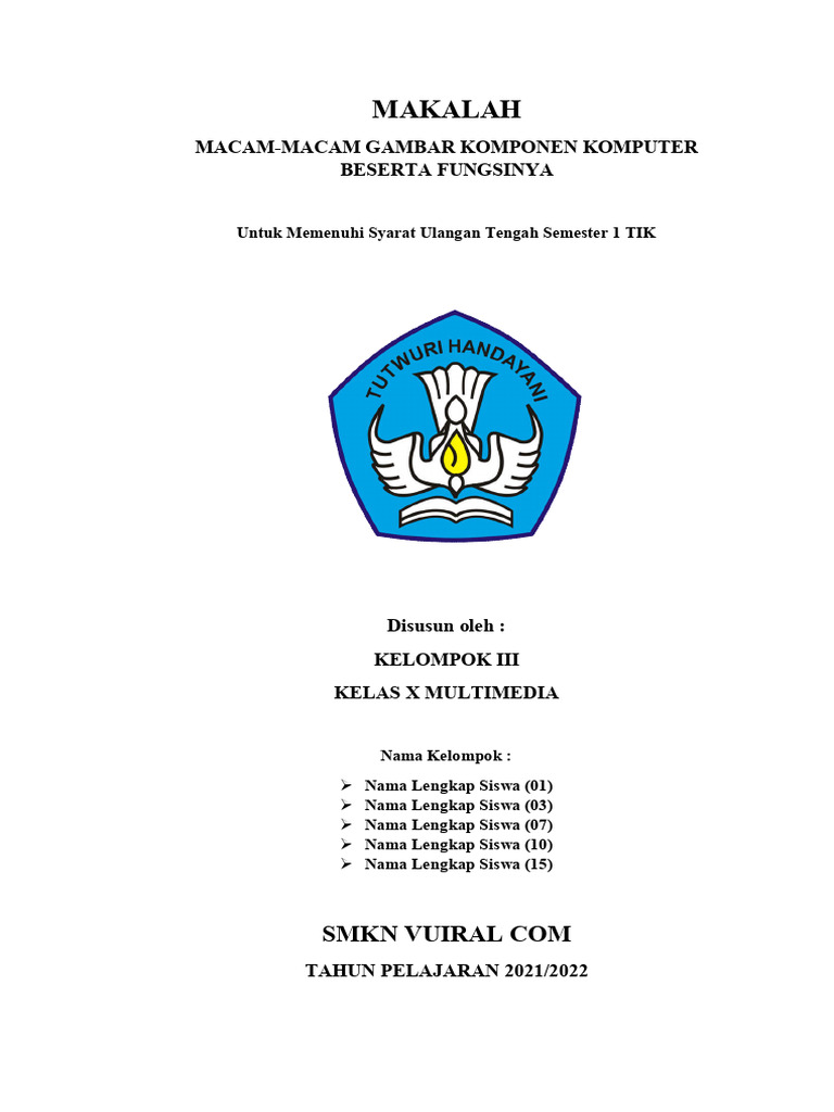 Contoh Cover Makalah SMP, SMA, SMK Kelompok | PDF