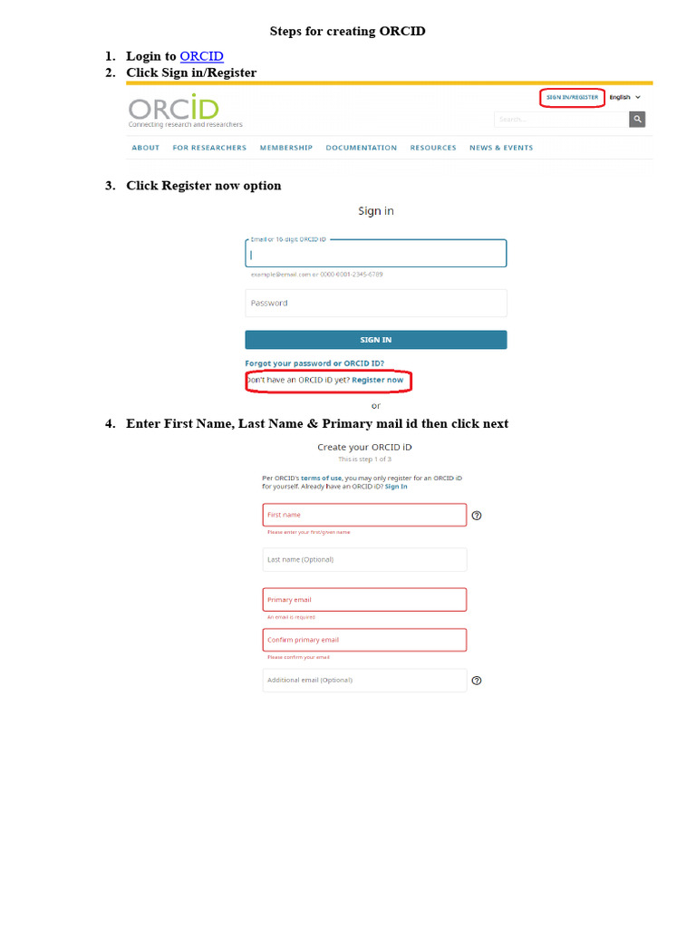 Steps For Creating ORCID | PDF