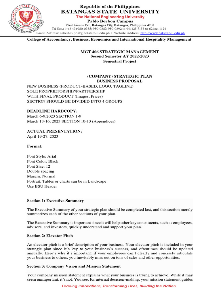 BSU Strategic Management Plan Template | PDF | Performance Indicator ...