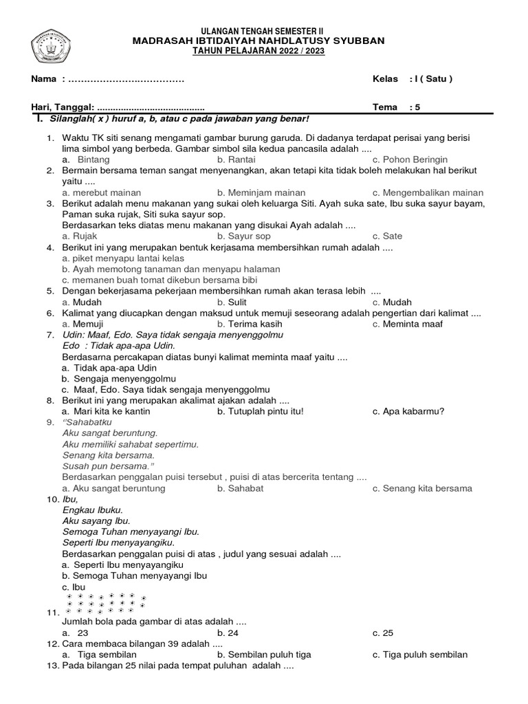 Master Soal Tema 5 | PDF