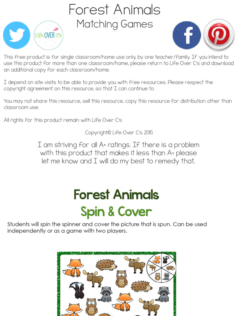 Forest Animal Matching Pack | PDF