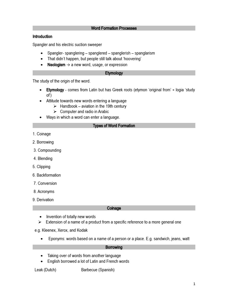 Word Formation Processes Newest | PDF | Word | Lexical Semantics