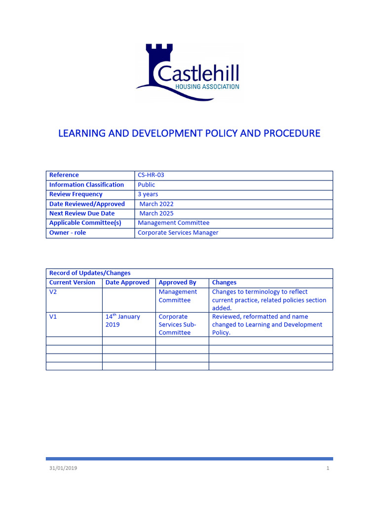 Learning and Development Policy and Procedure | PDF | Learning | Evaluation