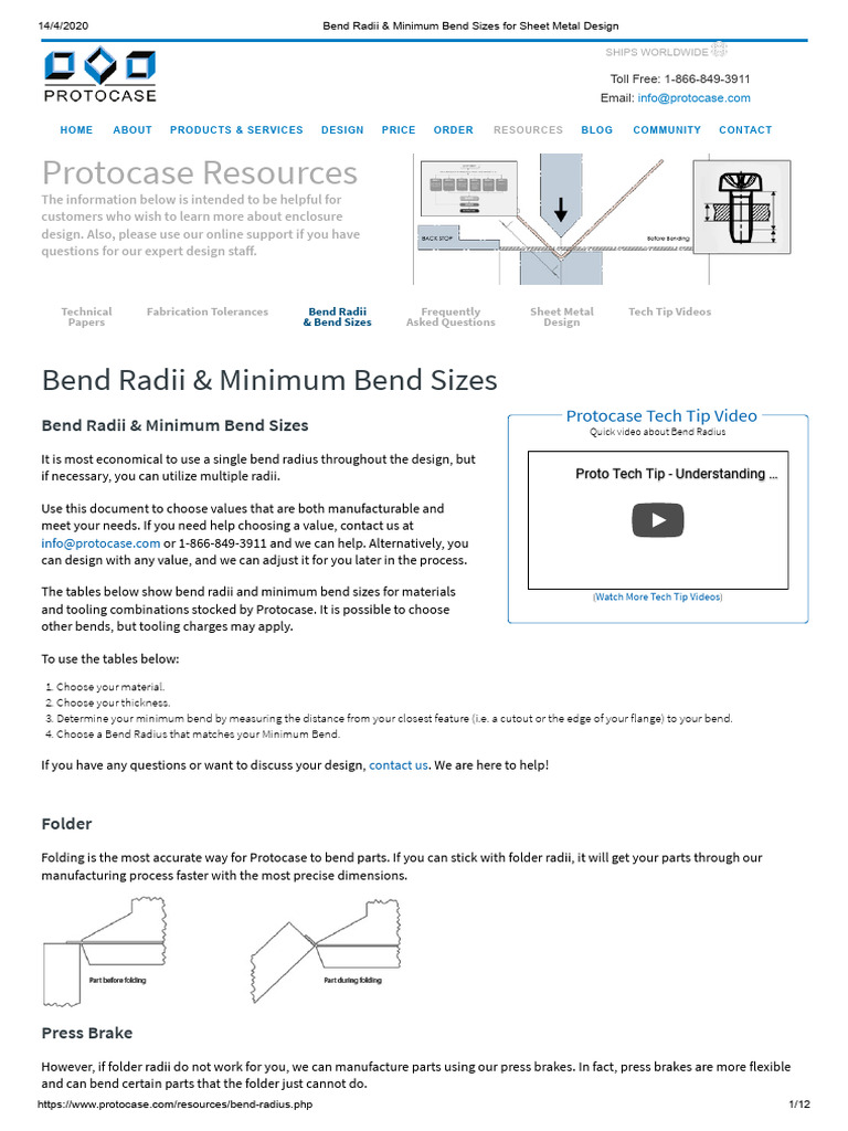 Bend Radii & Minimum Bend Sizes For Sheet Metal Design | Download Free ...