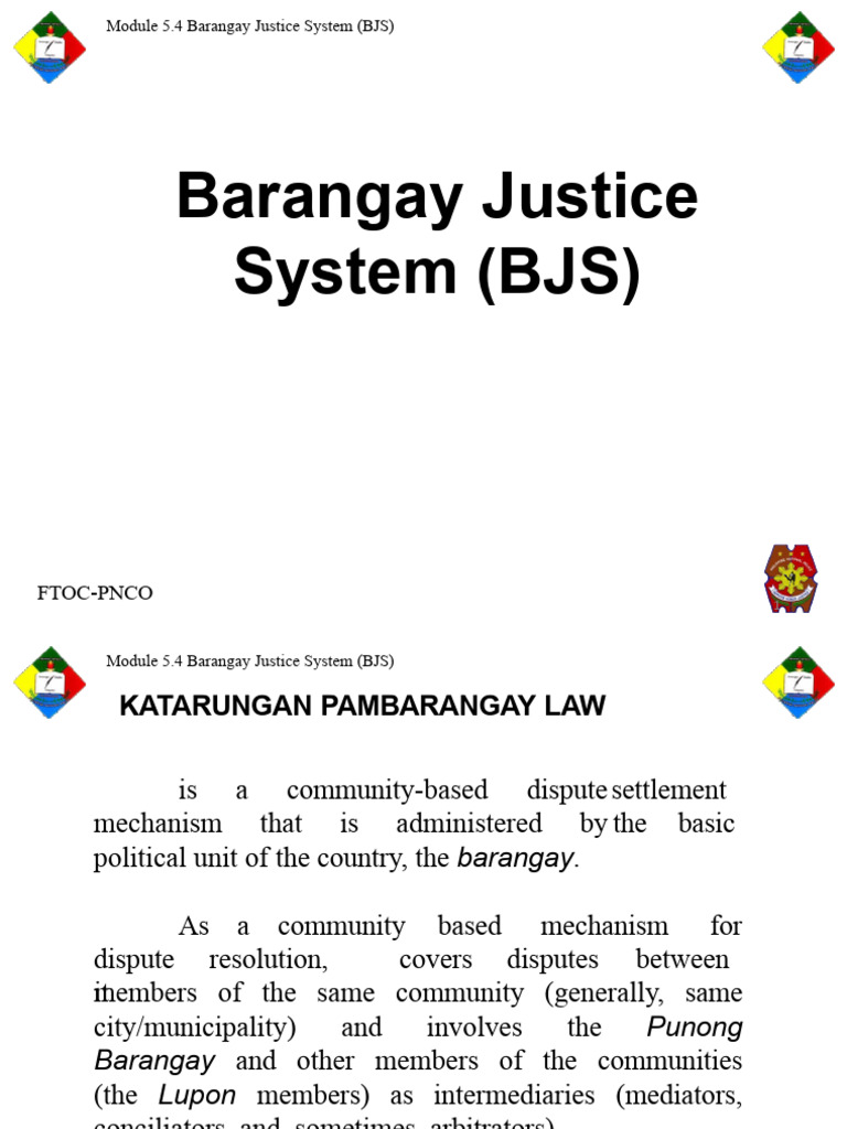Barangay Justice System | PDF | Dispute Resolution | Justice
