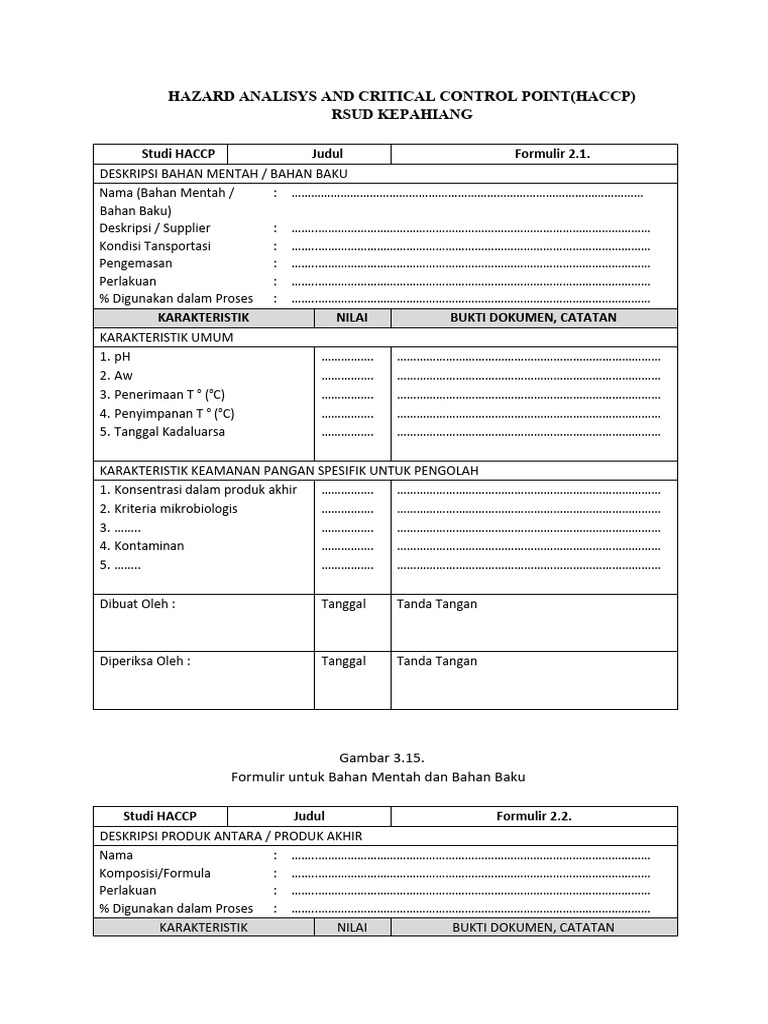 FORMULIR HACCP (PMM) | PDF
