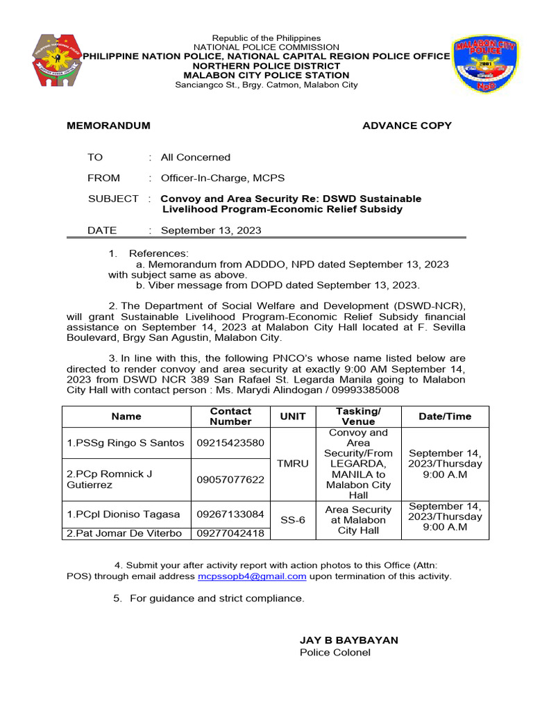 Malabon Security for DSWD Livelihood Program | PDF | Metro Manila | Welfare