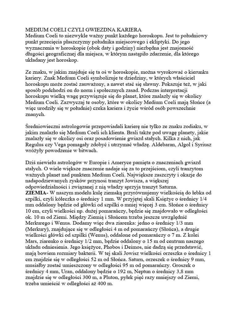 Medium Coeli Czyli Gwiezdna Kariera | PDF
