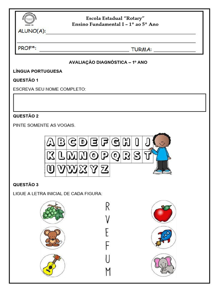 Diagnóstica 1º Ano LP e MT | PDF