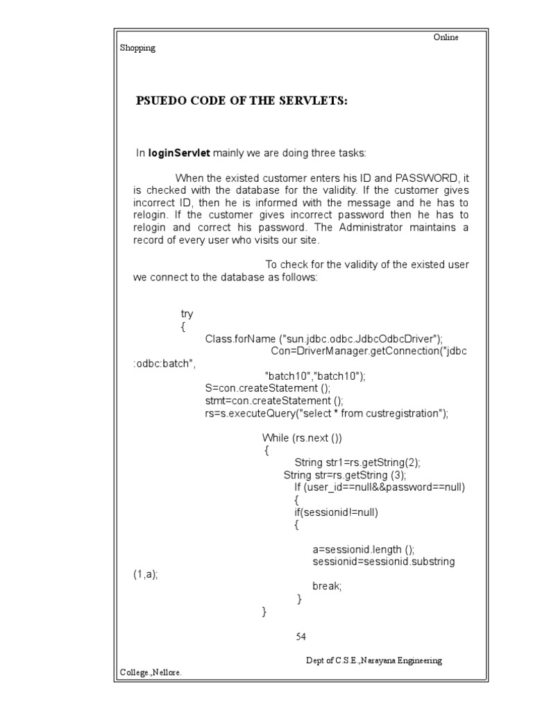 Psuedo Code | PDF | Java Servlet | Information Technology Management