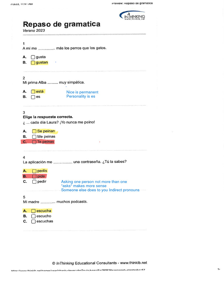 Repaso de Gramatica-Presente de Verbos Regulares e Irregulares y ...