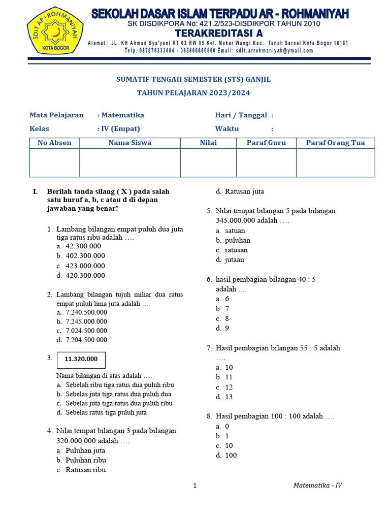 4 Sts MTK Ganjil | PDF