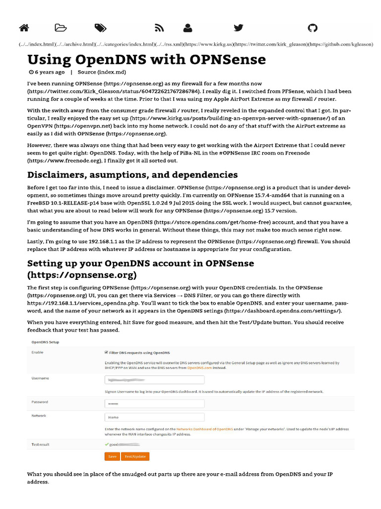 Using OpenDNS With OPNSense 2023 | PDF