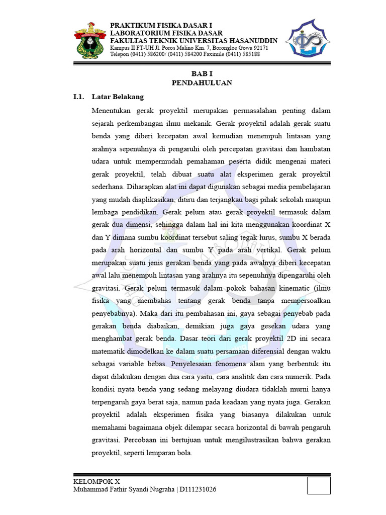 Eksperimen Gerak Proyektil Sederhana | PDF