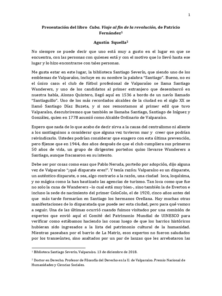 Presentación de "Cuba" de Patricio Fernández | PDF | Cuba | Democracia