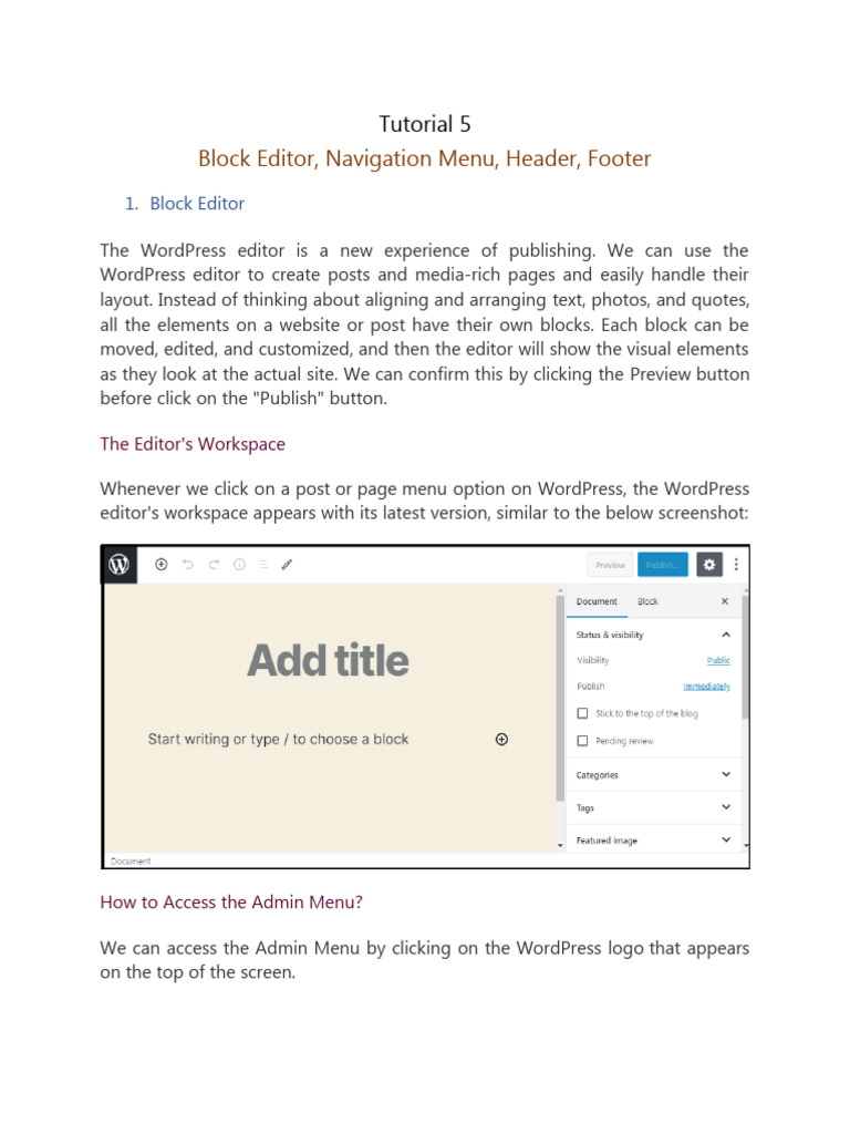 Tutorial 5 | PDF | Menu (Computing) | Word Press