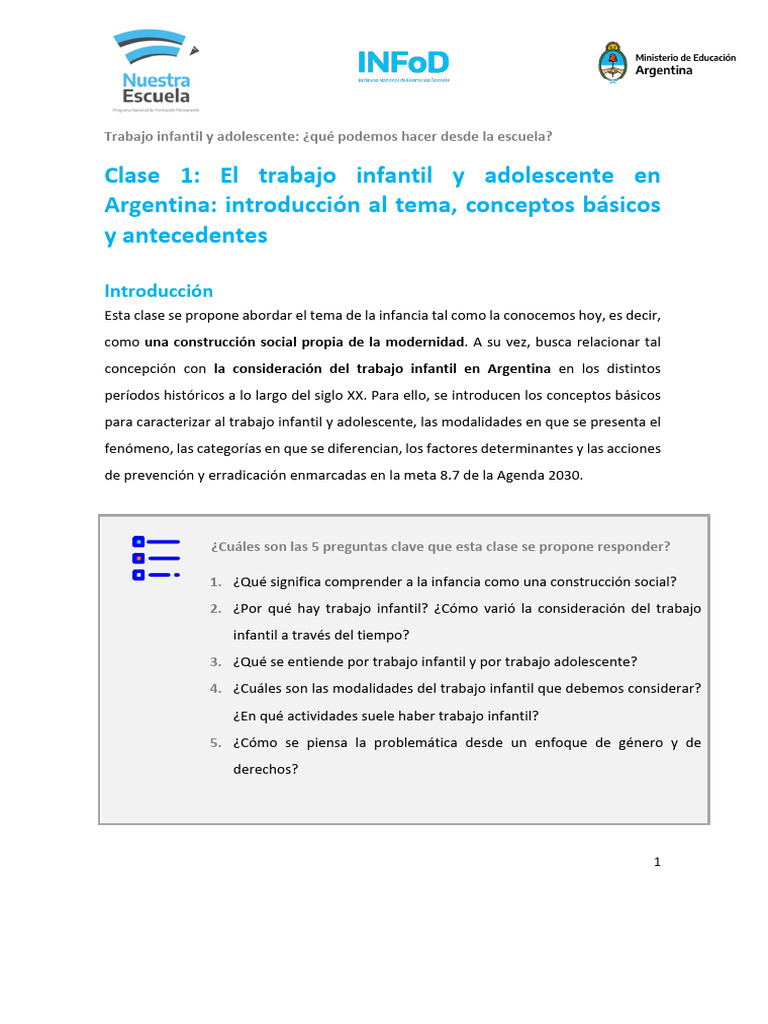 234 Clase 1 | PDF | Trabajo infantil