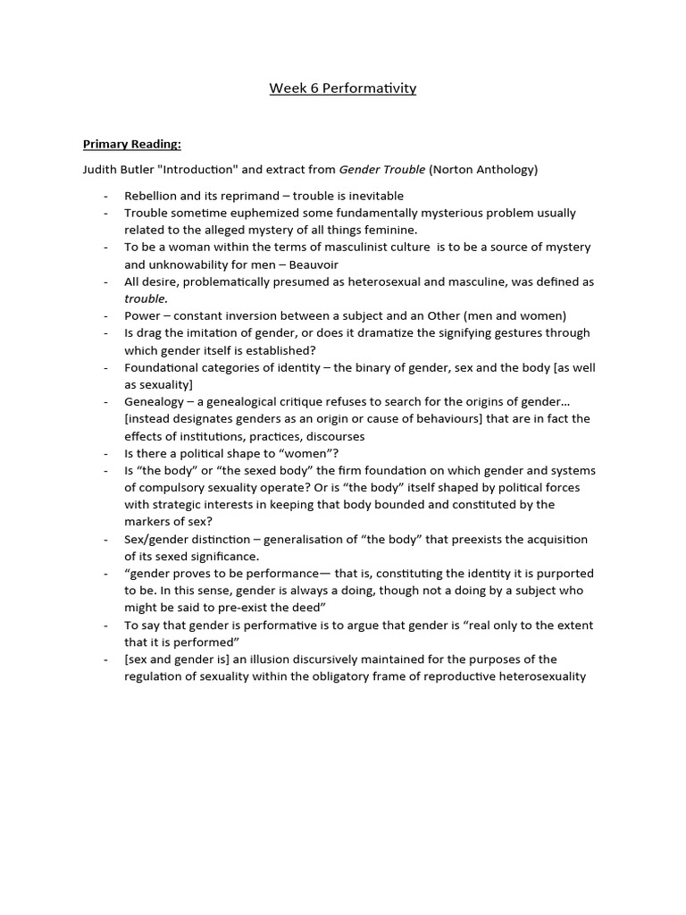 Theory For English Literature - Gender and Performativity | PDF