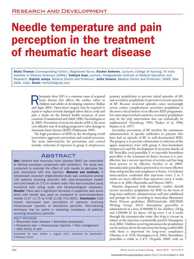 Needle Temperature and Pain | Download Free PDF | Pain | Injection (Medicine)