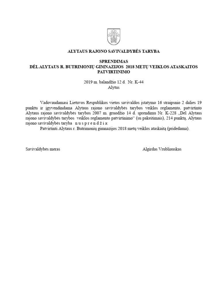 Butrimonys 2018m | PDF