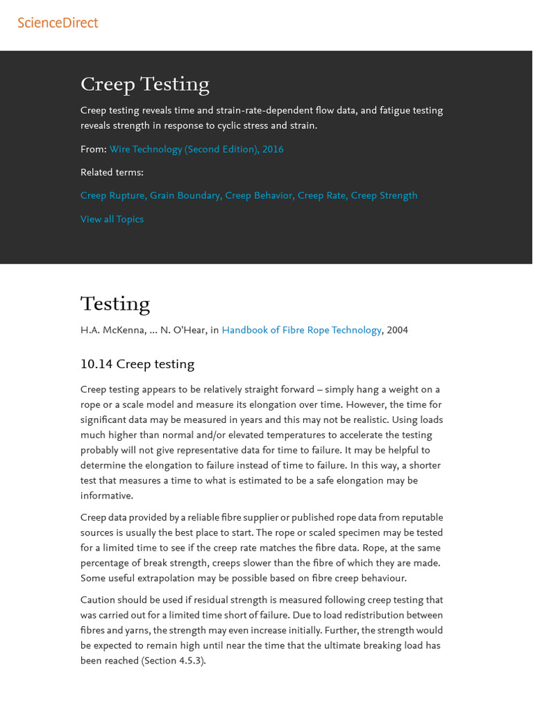 Creep Testing | PDF | Fracture | Creep (Deformation)