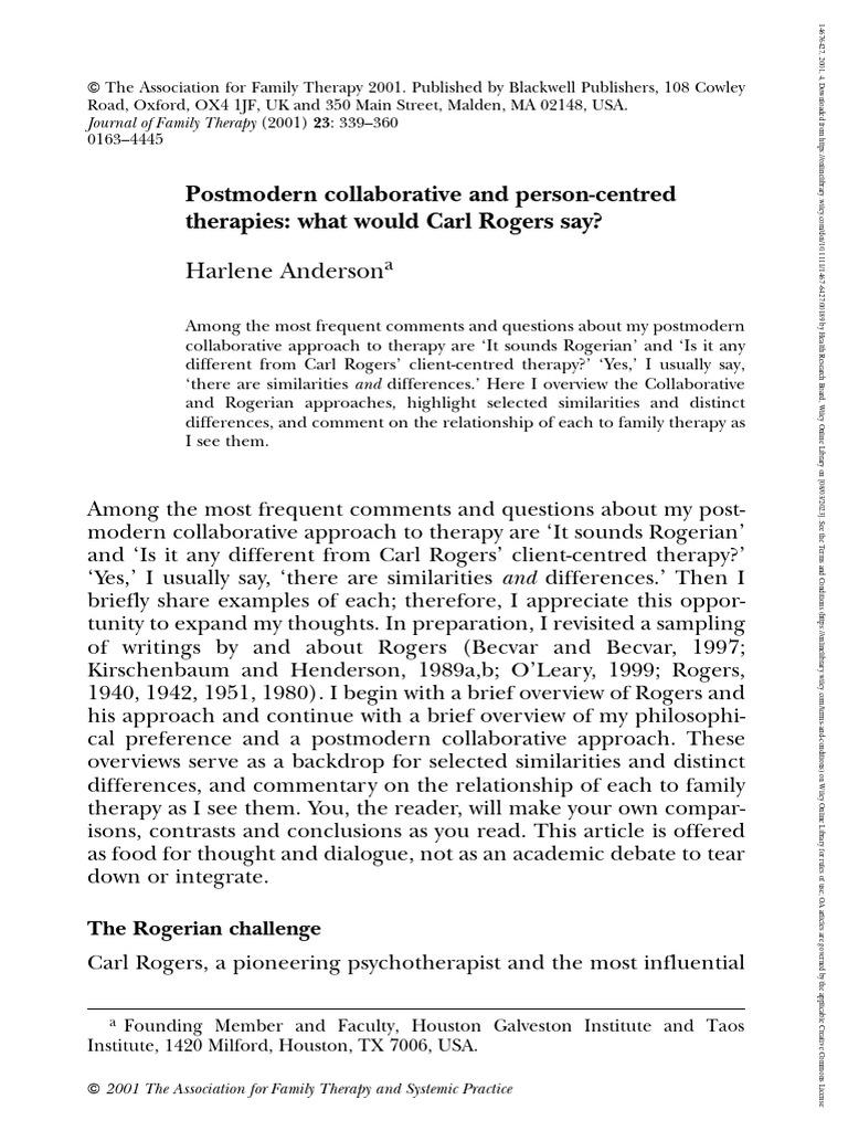 Journal of Family Therapy - 2002 - Anderson - Postmodern Collaborative ... Journal of Family Therapy - 2002 - Anderson - Postmodern Collaborative ...