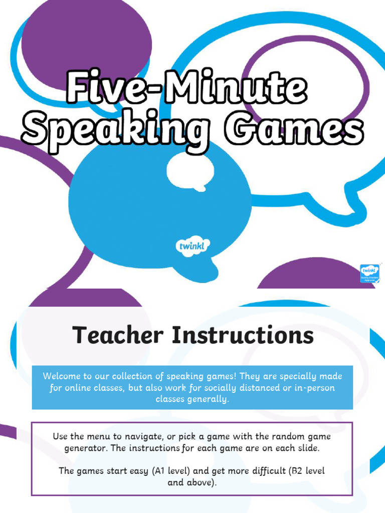 5 Minute Speaking Games | PDF