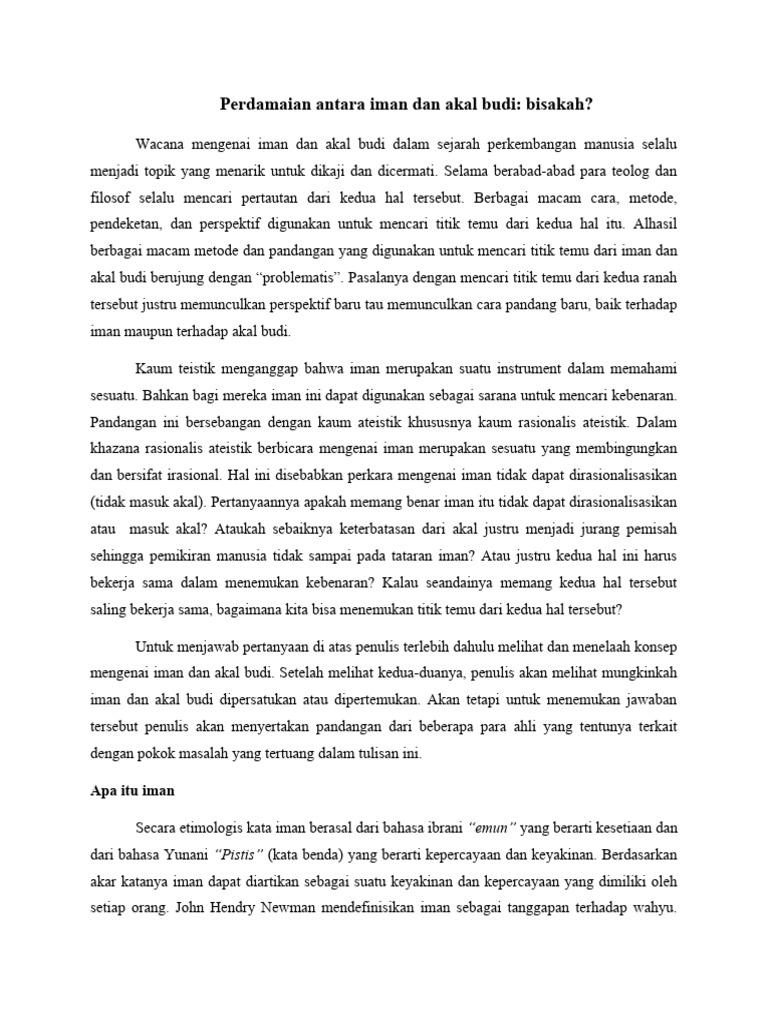 Iman Dan Akal Budi | PDF