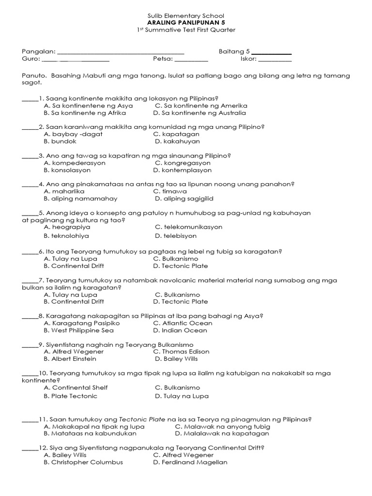 (Modular Distance Learning) : Araling Panlipunan 5 | PDF