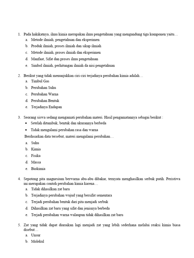 soal latihan uts kimia kelas xi genap 2023 | PDF
