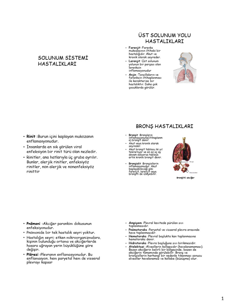 Solunum Si̇stemi̇ Hastaliklari | PDF