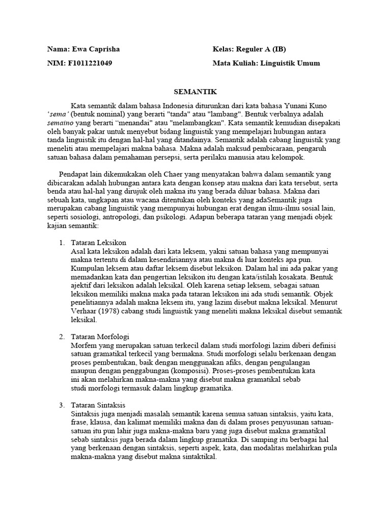 Semantik | PDF | Seni & Disiplin Bahasa