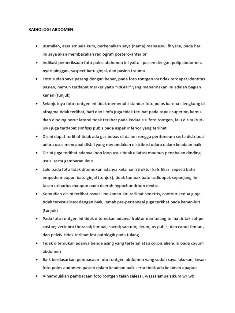 Hasil Rontgen Abdomen Normal | PDF