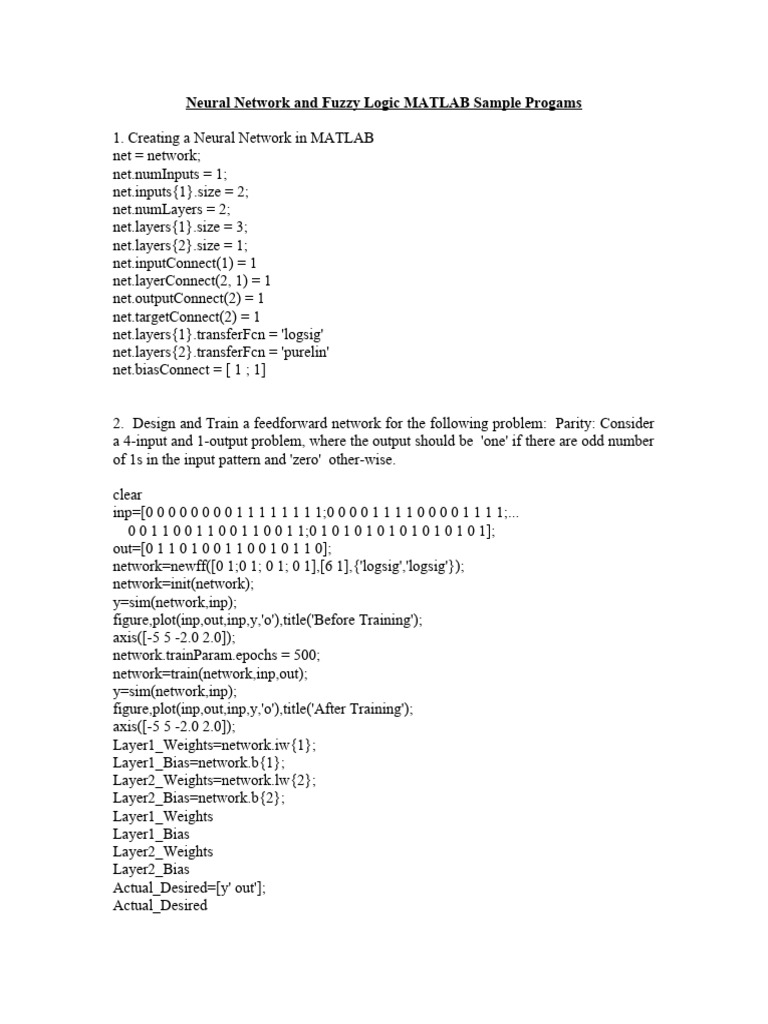 Nnfuzzysampleprograms | PDF | Computational Neuroscience | Cybernetics