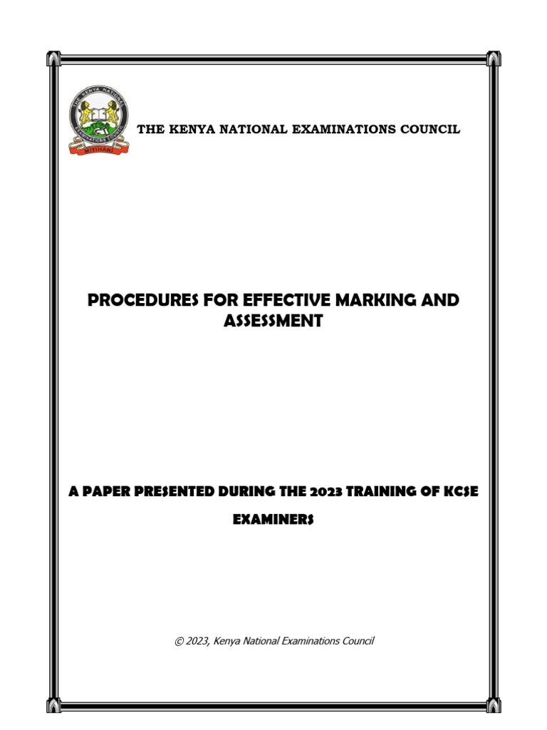 KCSE Exam Marking Procedures Overview | PDF | Recruitment