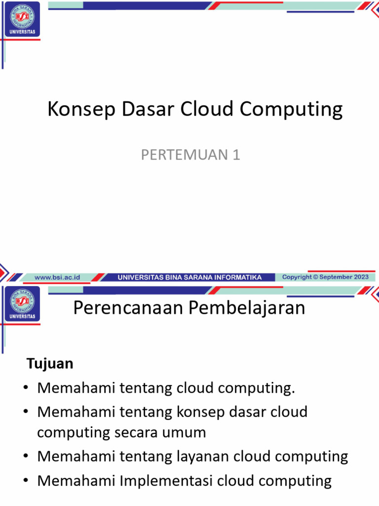 Konsep Dasar Cloud Computing: Pertemuan 1 | PDF