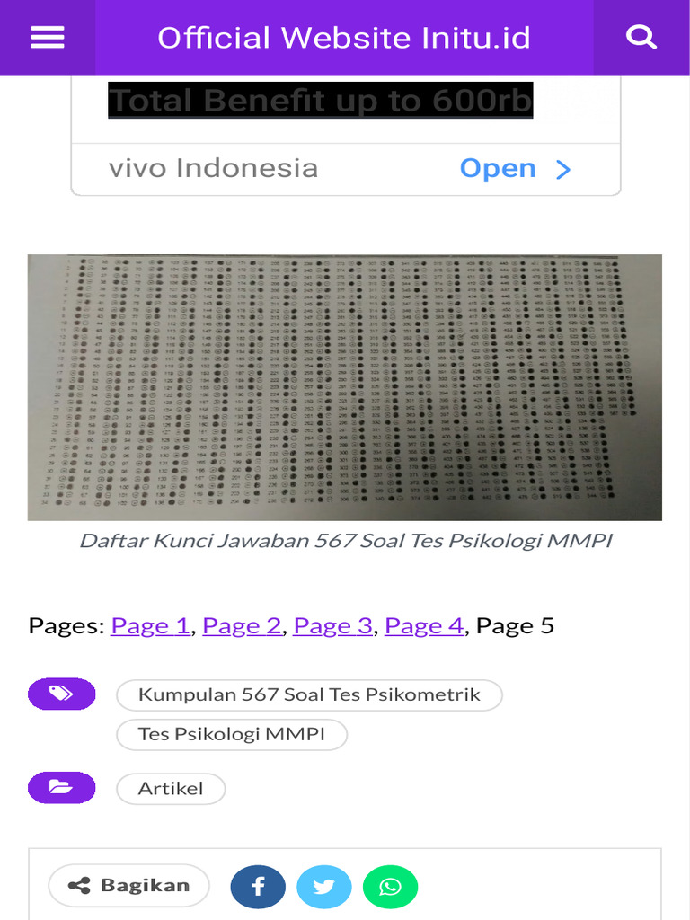 Kunci Jawaban Tes Psikologi MMPI | PDF | Pengembangan Diri | Kesehatan ...
