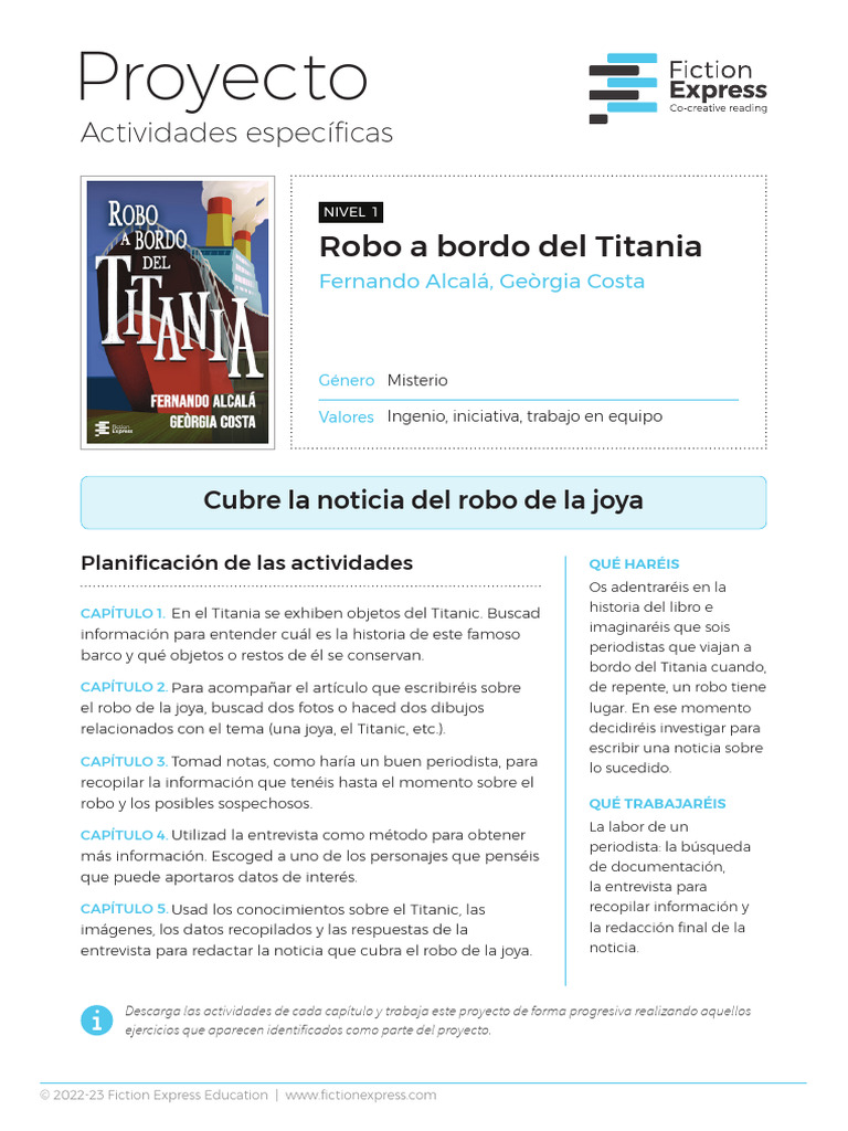 Hoja Proyecto Robo A Bordo Del Titania | PDF