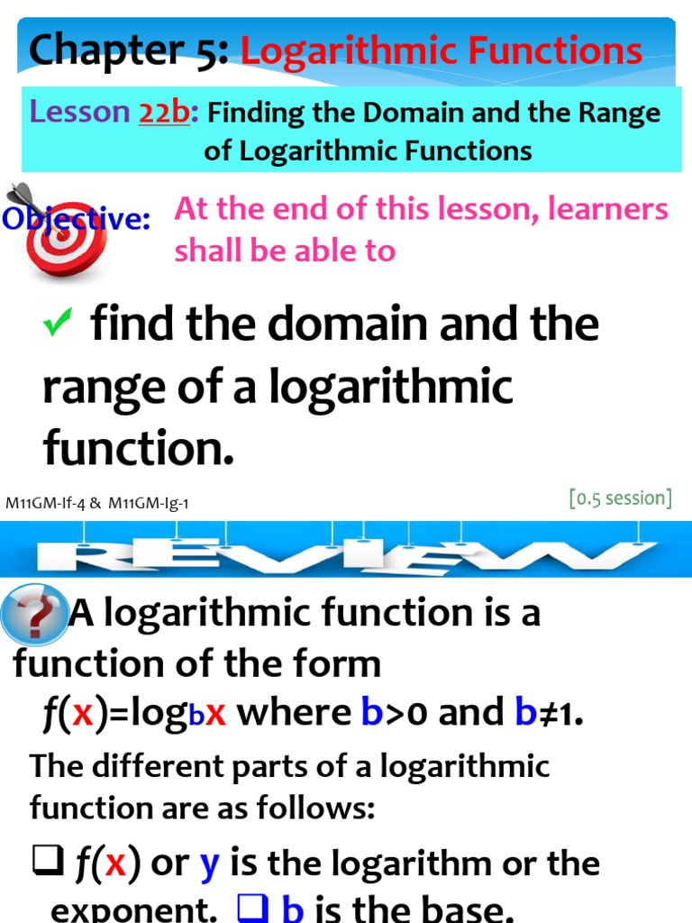 Lesson 22b - Find Domain Log FXN | PDF | Function (Mathematics) | Logarithm