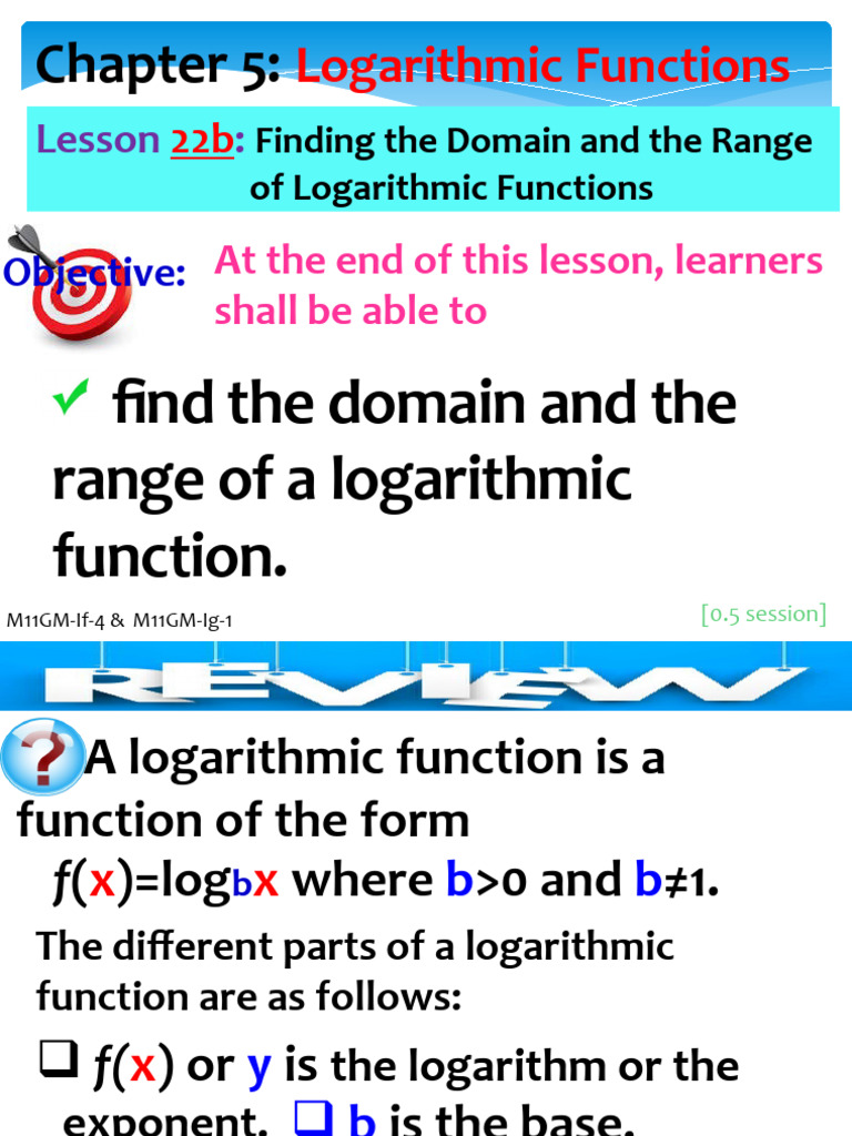 Lesson 22b Find Domain Log Fxn Pdf Function Mathematics Logarithm