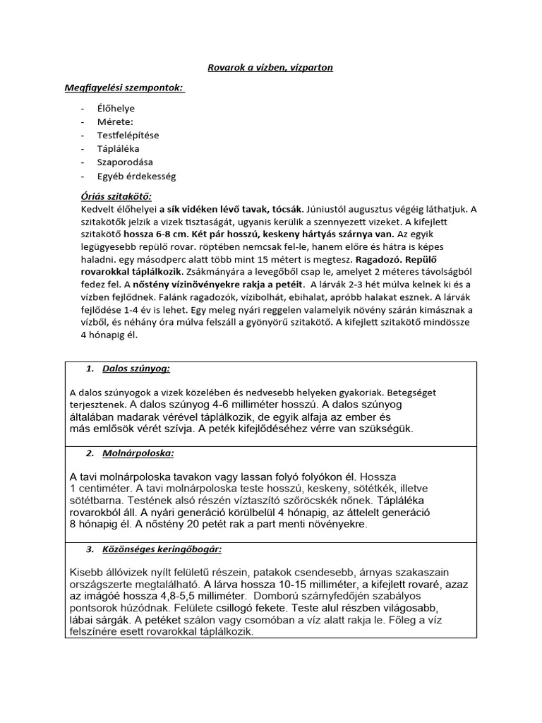 Rovarok A Vízben | PDF