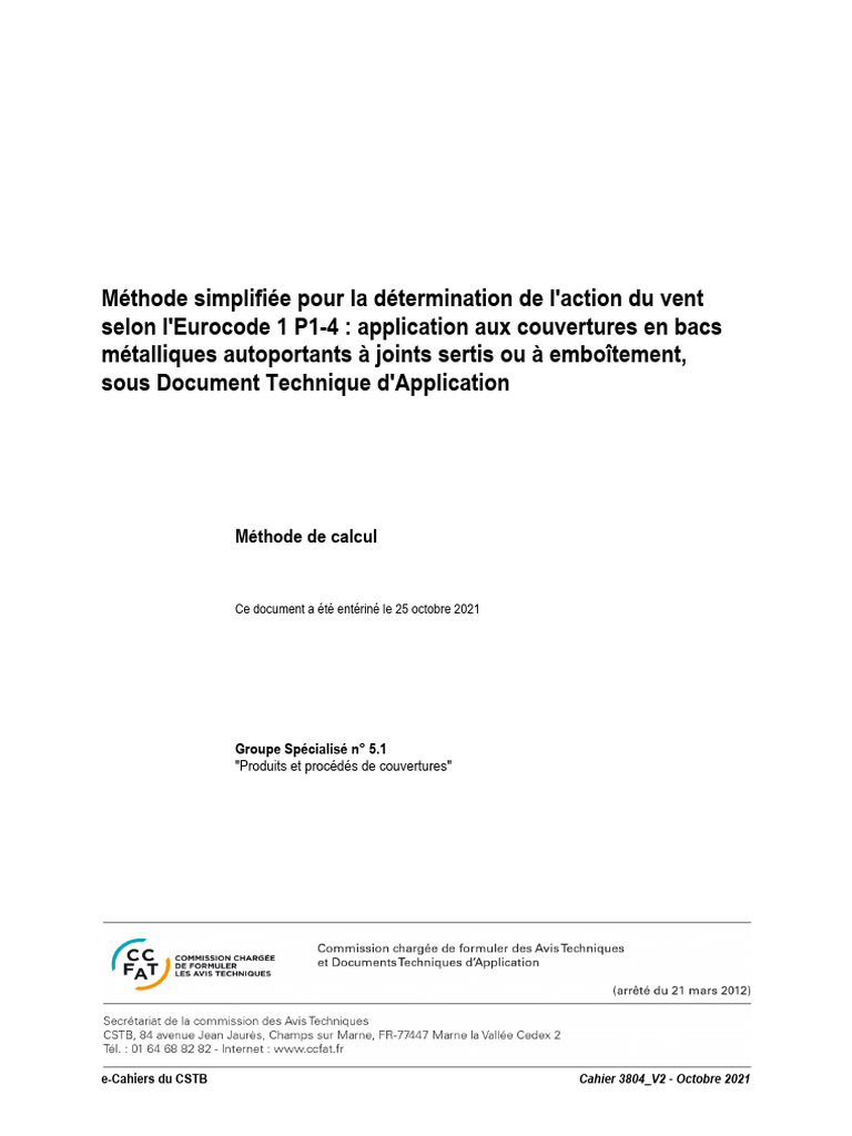 3804 v2 Mthode Simplifie Pour Dtermination Action Vent Selon Eurocode 1 P 4 | PDF | Plaie | Pression