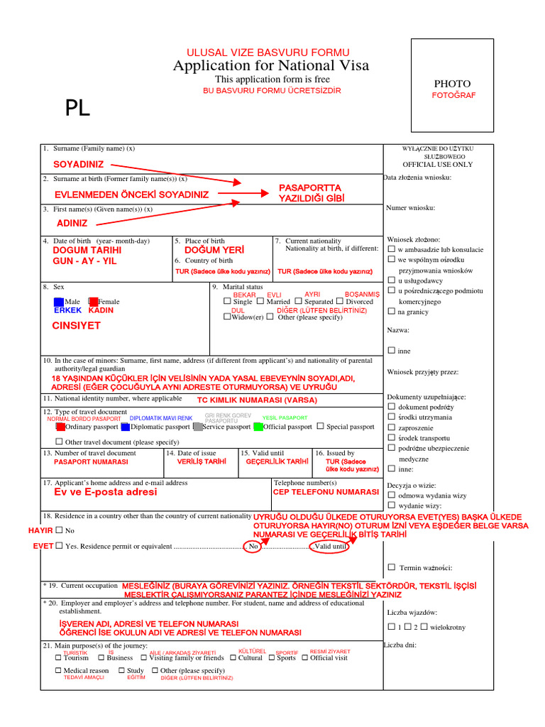 National Visa Application Form ENG Sec Current Updated | PDF