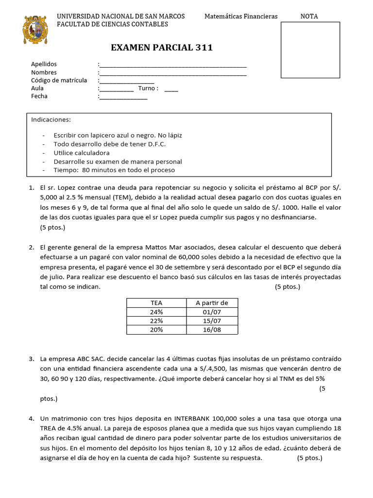 Mate Fin | Descargar gratis PDF | Interés | Bancos