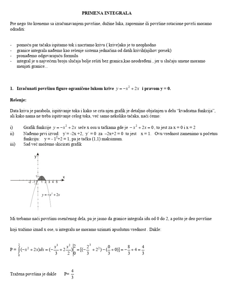 Primena integrala u geometriji | PDF