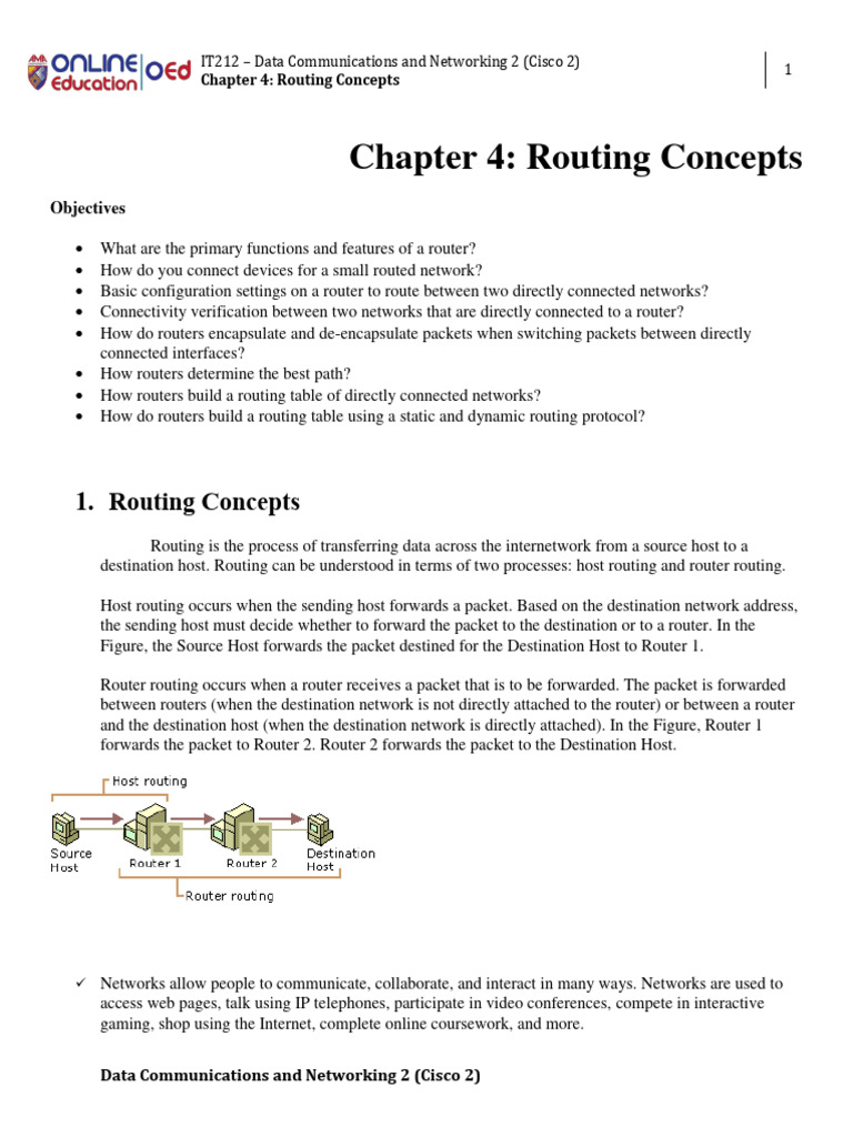 Chapter 4: Routing Concepts | PDF | Computer Network | Router (Computing)