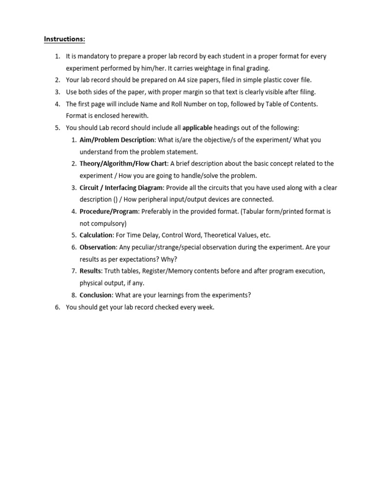 Instructions For Lab Record | PDF | Computer Program | Programming