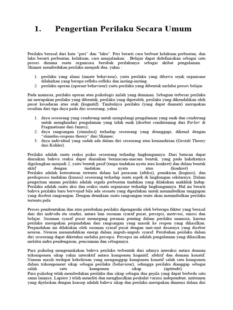 Definisi dan Makna Perilaku | PDF | Karier & Perkembangan | Sains ...