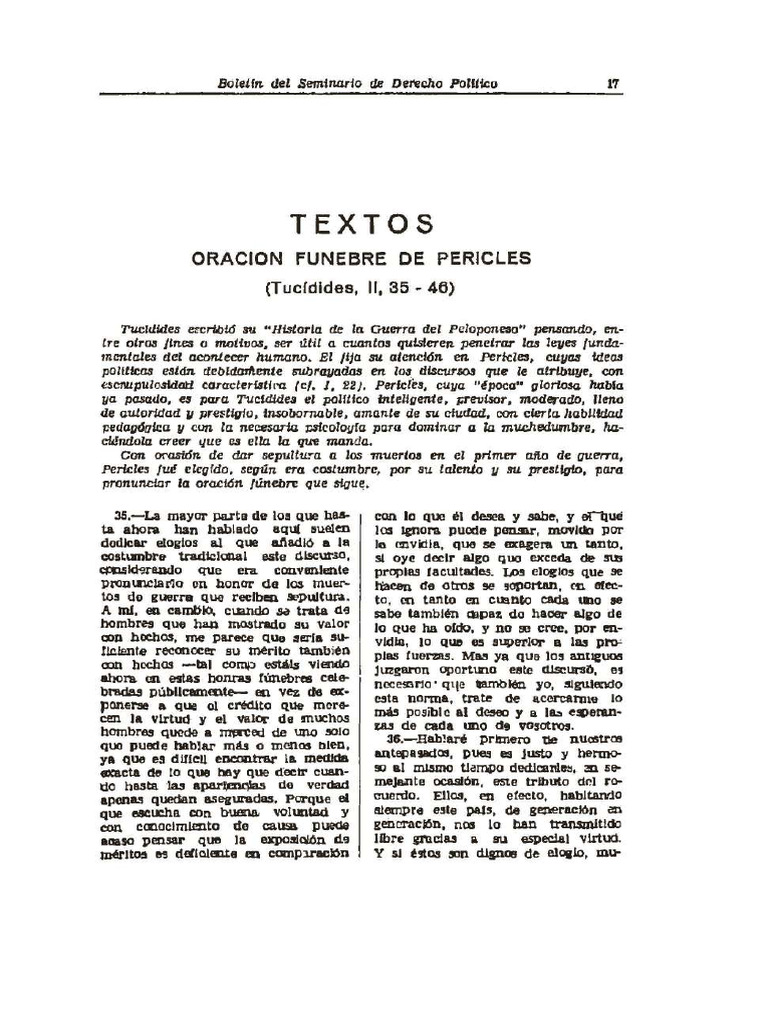 Oracion Funebre de Pericles | PDF