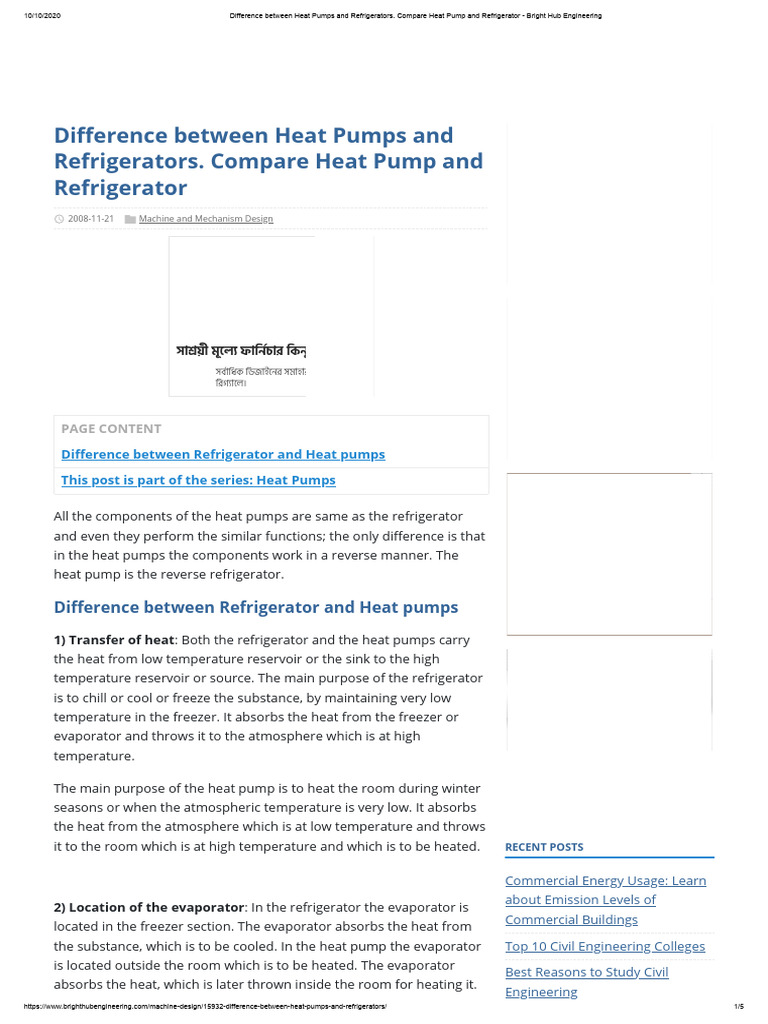 Physics of Refrigerators vs. Heat Pumps | PDF | Refrigerator | Heat Pump